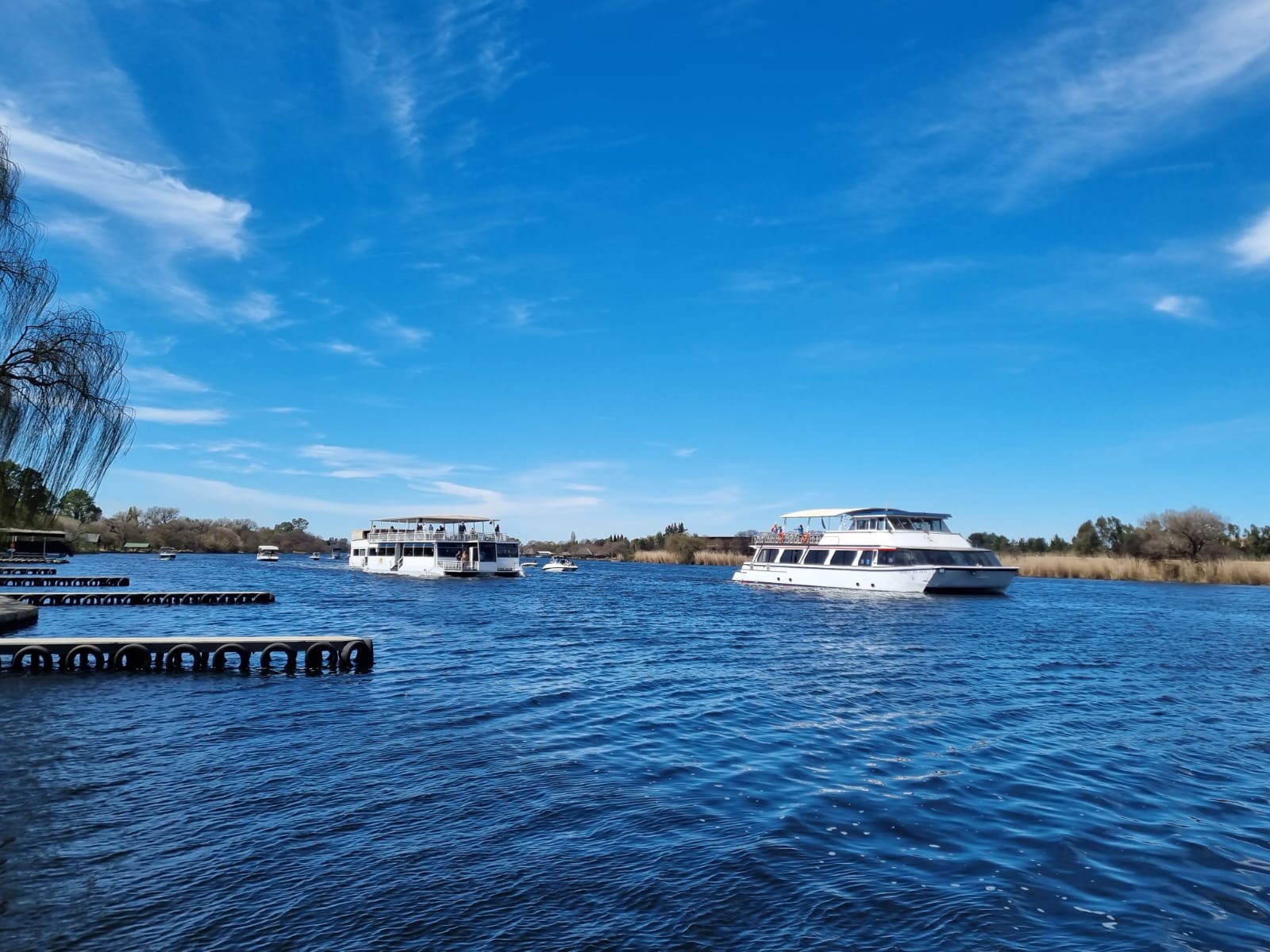 Vaal River View Down The Vaal River, Parys, South Africa Showing The